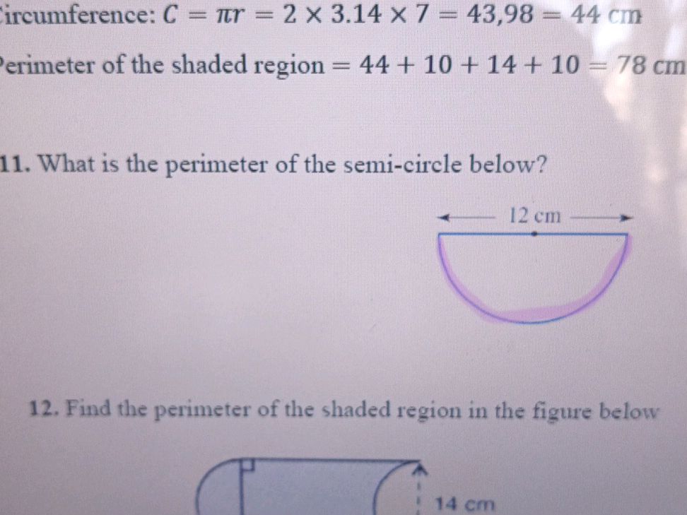 11. What is the perimeter of the semi-circle | StudyX