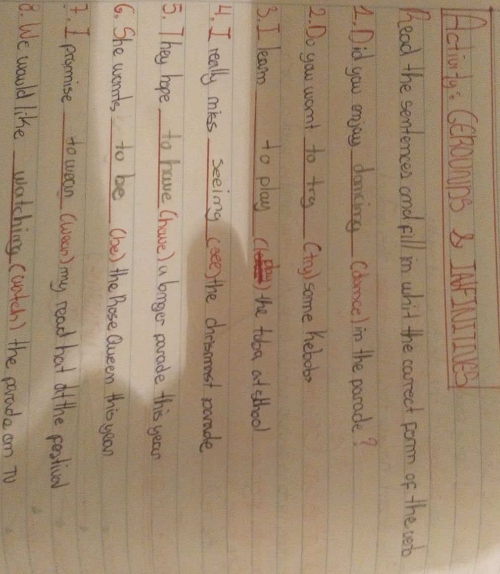Read the sentences and fill in with the | StudyX