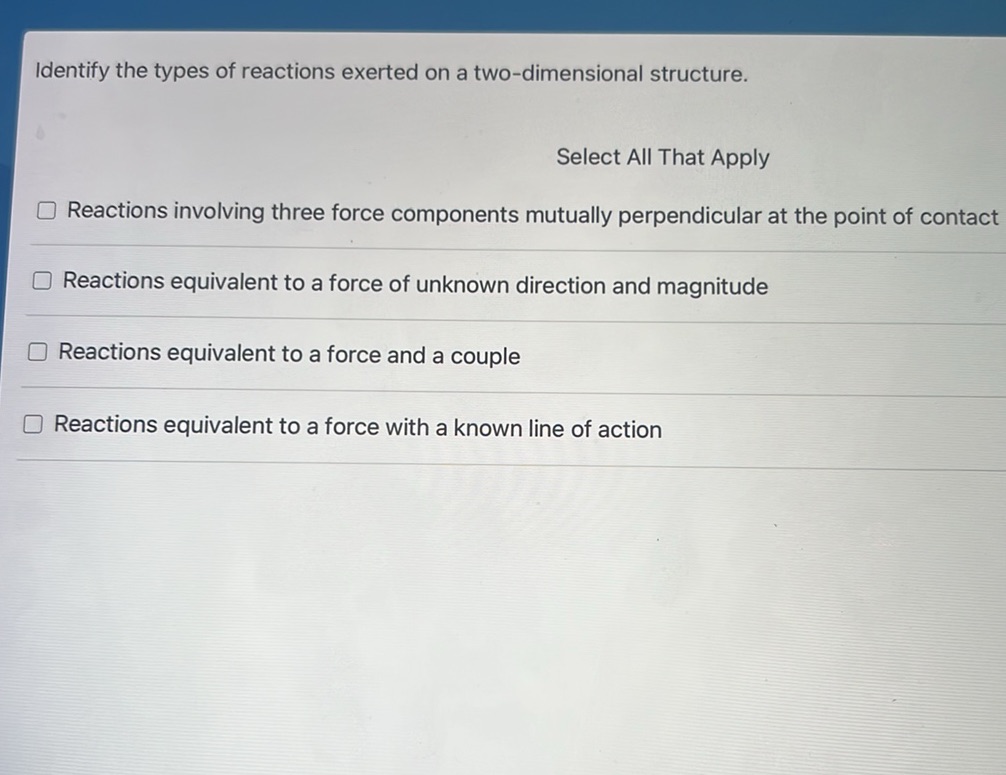 Identify the types of reactions exerted on a | StudyX