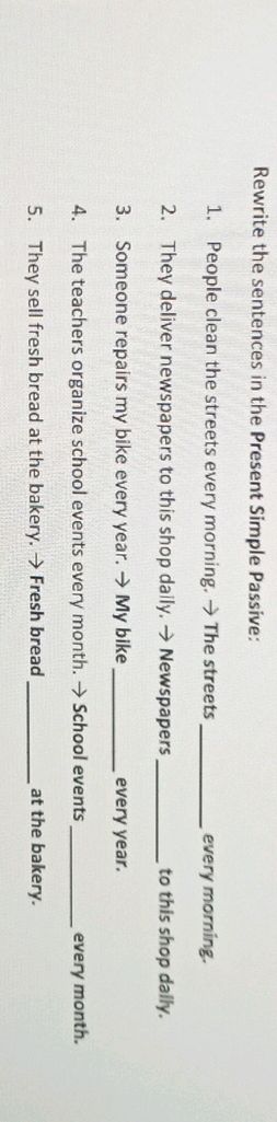 Rewrite the sentences in the Present Simple | StudyX