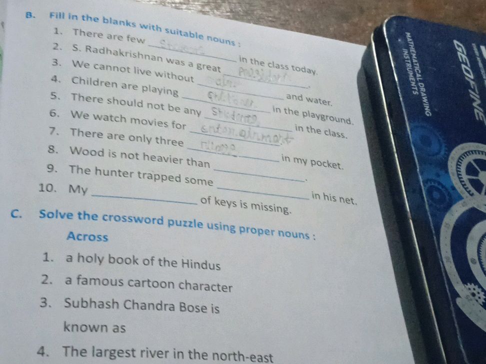 8. Fill in the blanks with suitable nouns: | StudyX