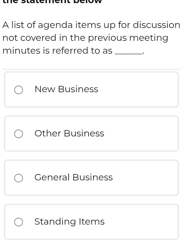 A list of agenda items up for discussion not | StudyX