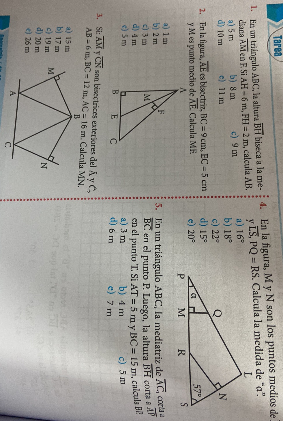 1. En un triángulo ABC, la altura BH biseca | StudyX