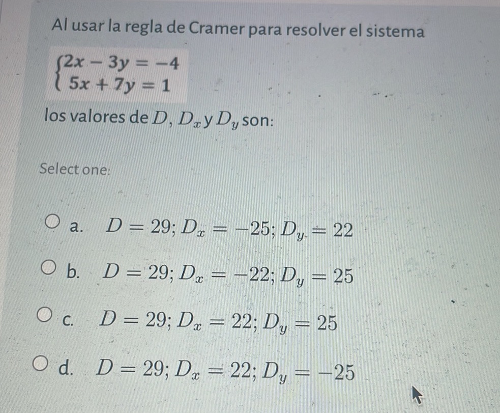 Al usar la regla de Cramer para resolver el | StudyX