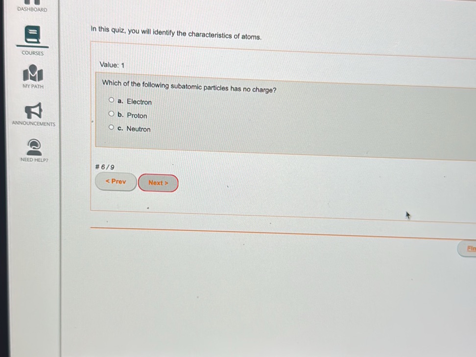 Which of the following subatomic particles | StudyX