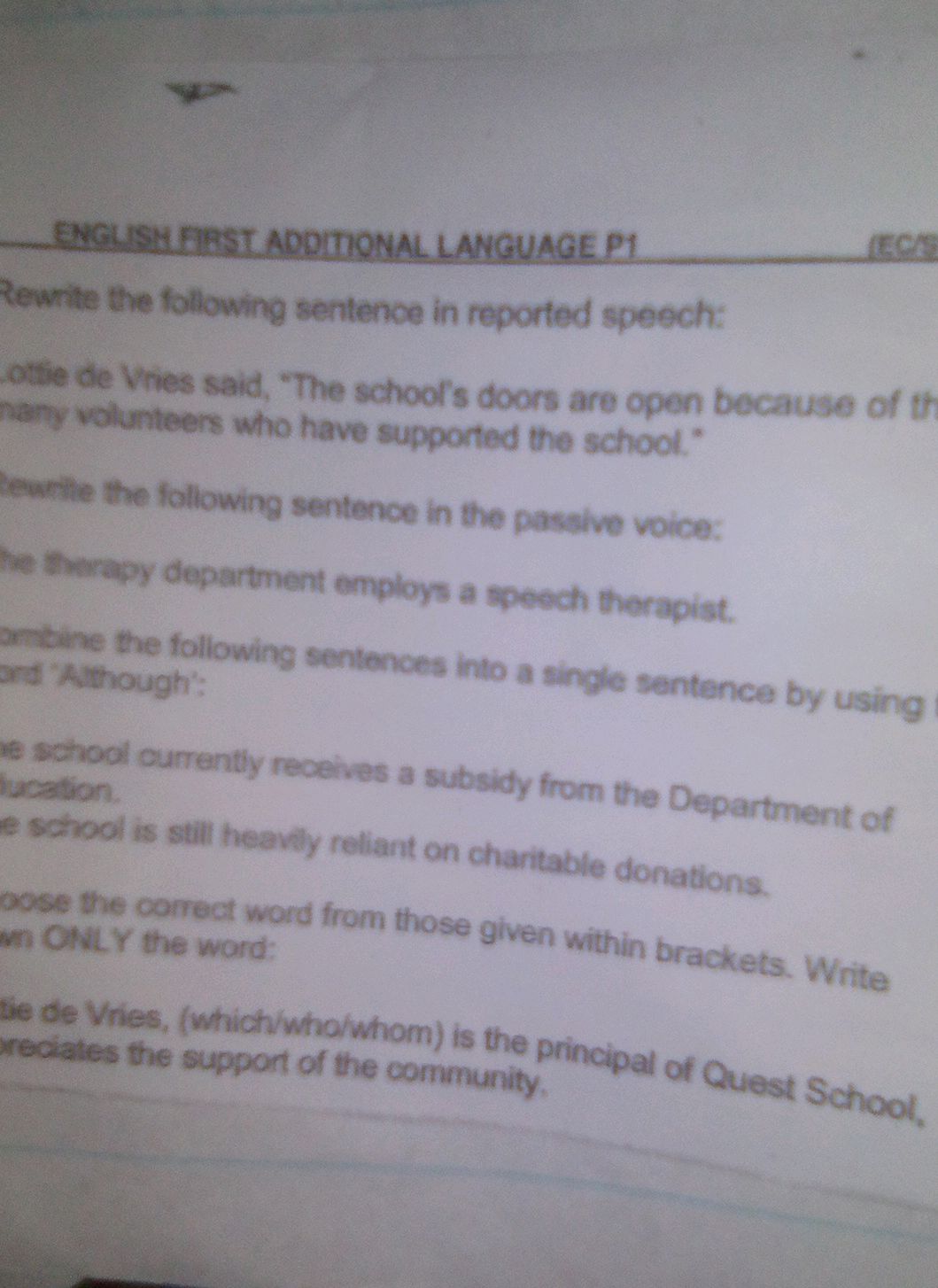 Rewrite the following sentence in reported | StudyX