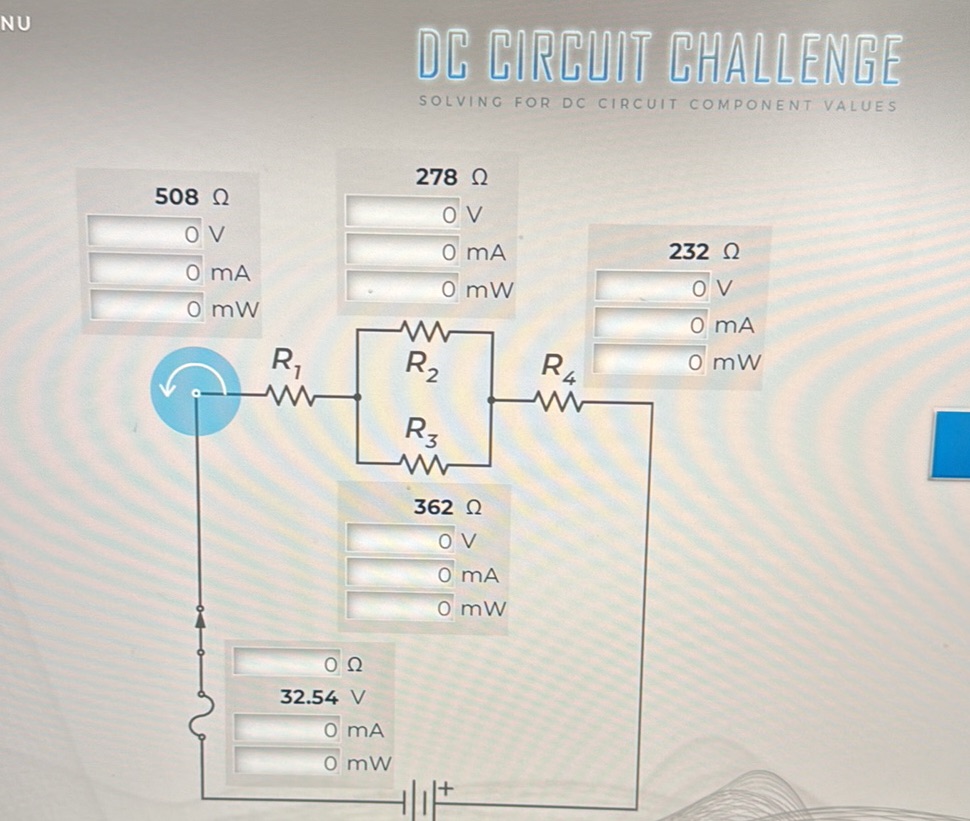 The image shows a DC circuit challenge. The | StudyX