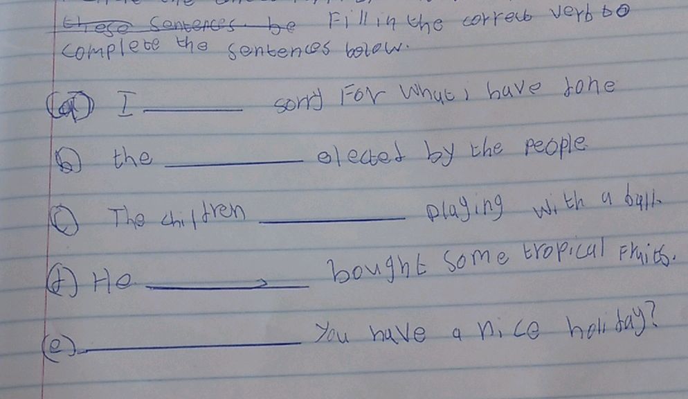 These sentences be Fill in the correct verb | StudyX