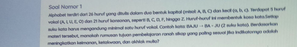 Soal Nomor 1 Alphabet terdiri dari 26 huruf | StudyX
