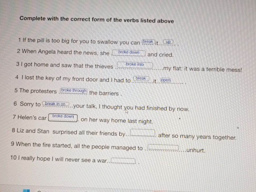 Complete with the correct form of the verbs | StudyX
