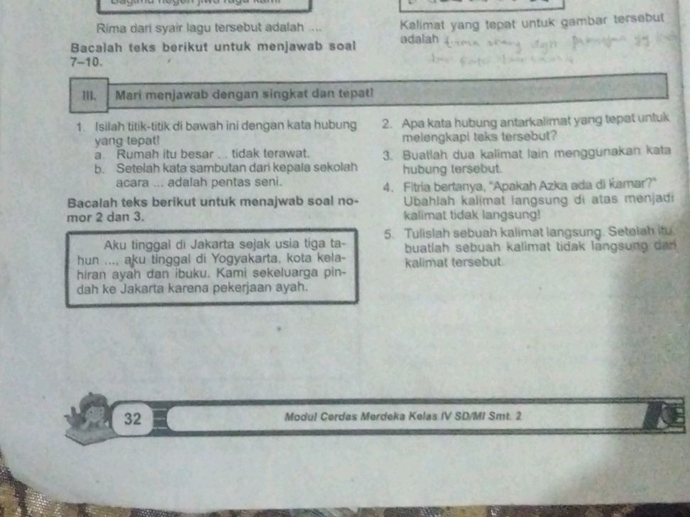 1. Isilah titik-titik di bawah ini dengan | StudyX