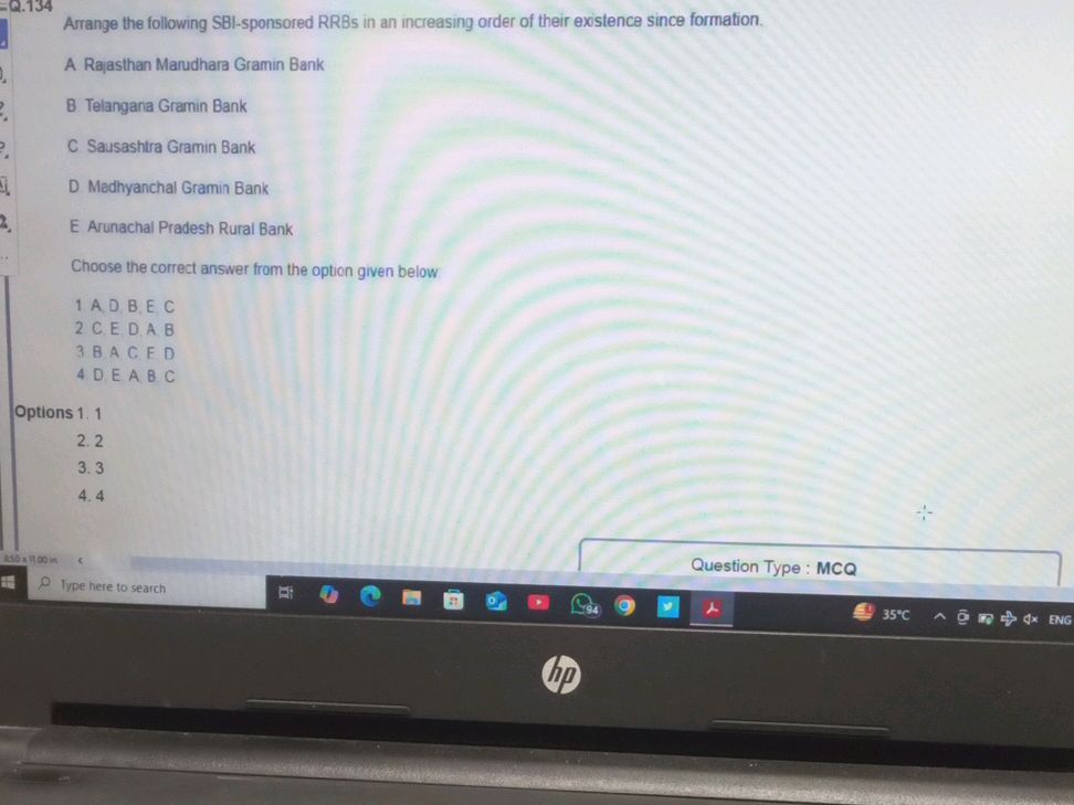 Arrange the following SBI-sponsored RRBs in | StudyX