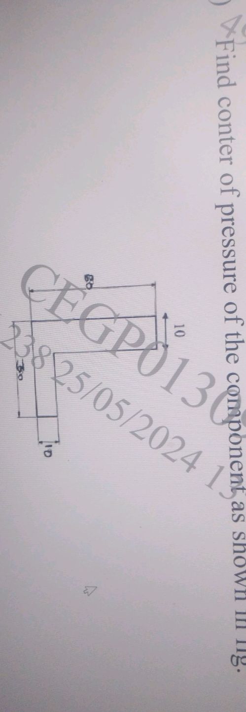 Find conter of pressure of the component as | StudyX