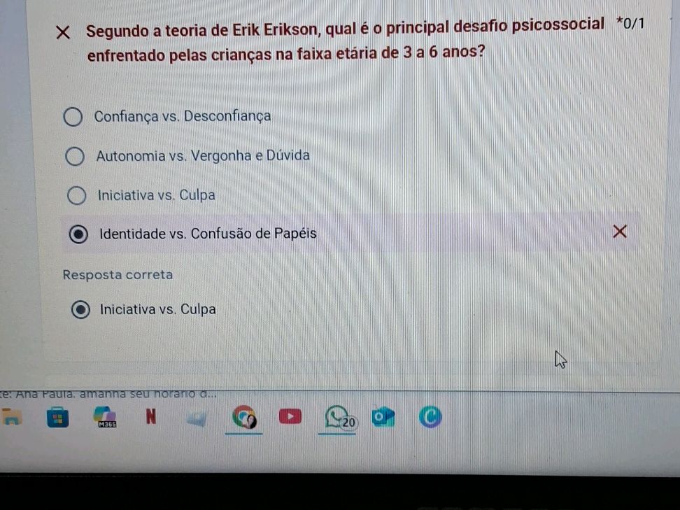 Segundo a teoria de Erik Erikson, qual é o | StudyX