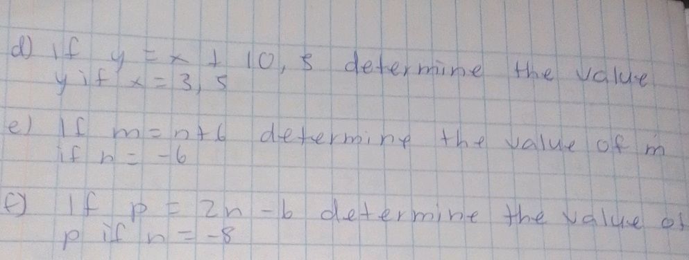 d) If $y = x + 10$, determine the value if | StudyX