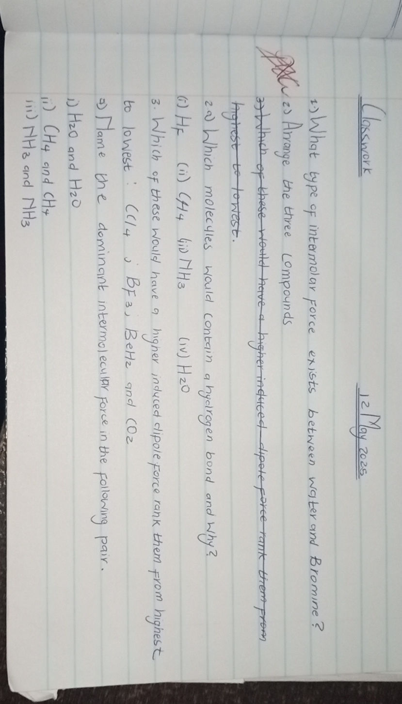 1) What type of intermolar force exists | StudyX