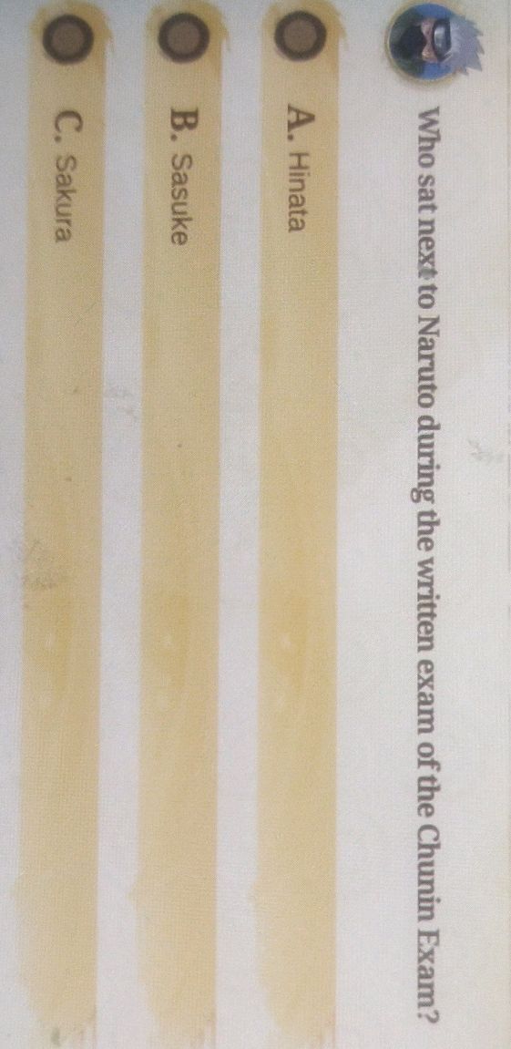 Who sat next to Naruto during the written | StudyX