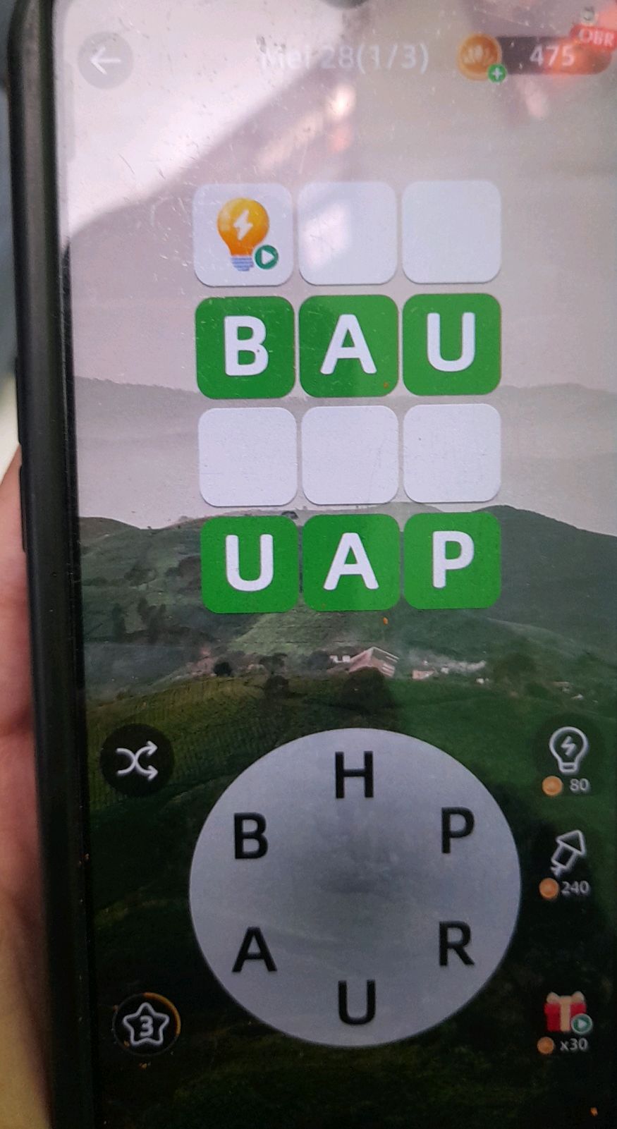 The game presents a word puzzle where the | StudyX