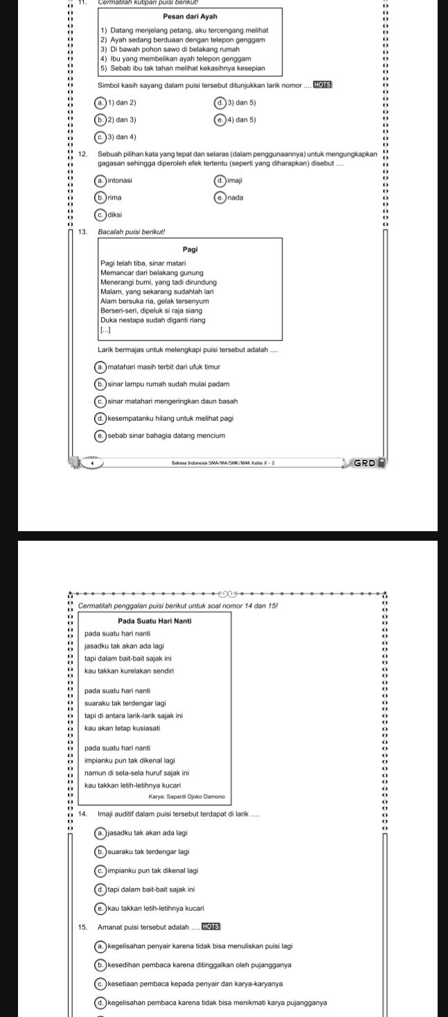 11. Simbol kasih sayang dalam puisi tersebut | StudyX