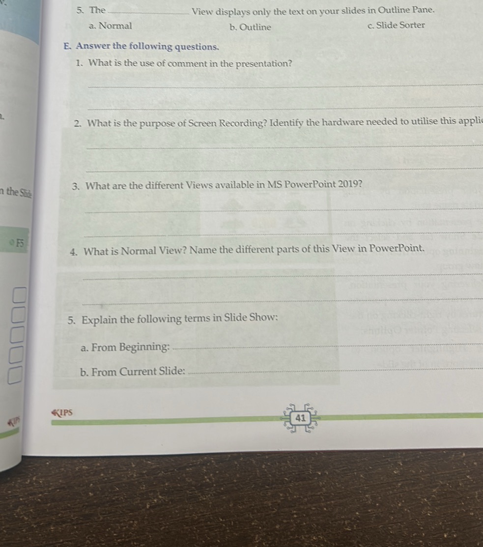 5. The _______ View displays only the text | StudyX