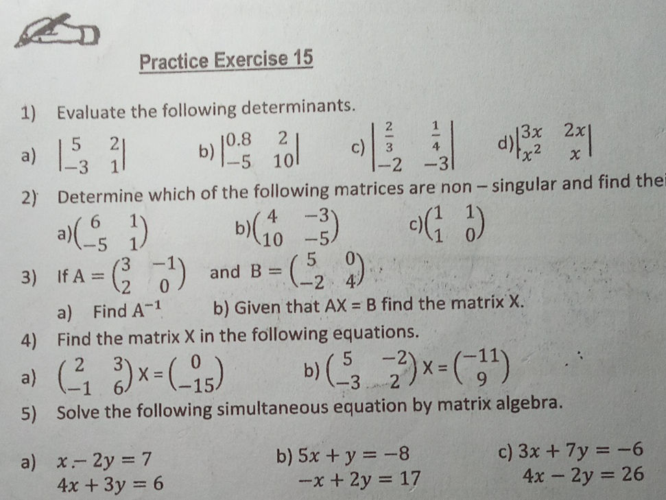 1) Evaluate the following determinants. a) | StudyX