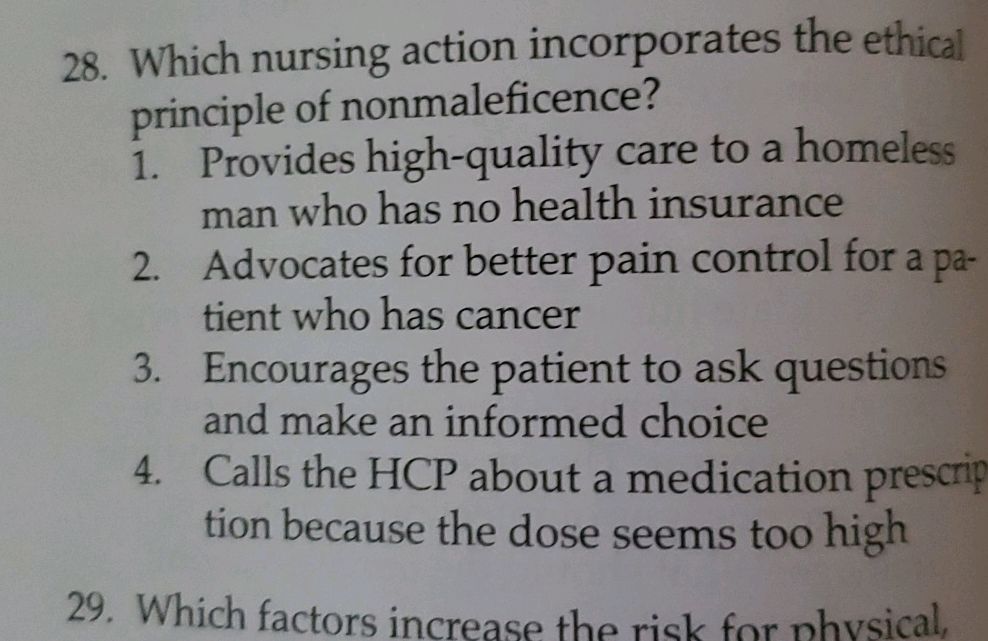 28. Which nursing action incorporates the | StudyX
