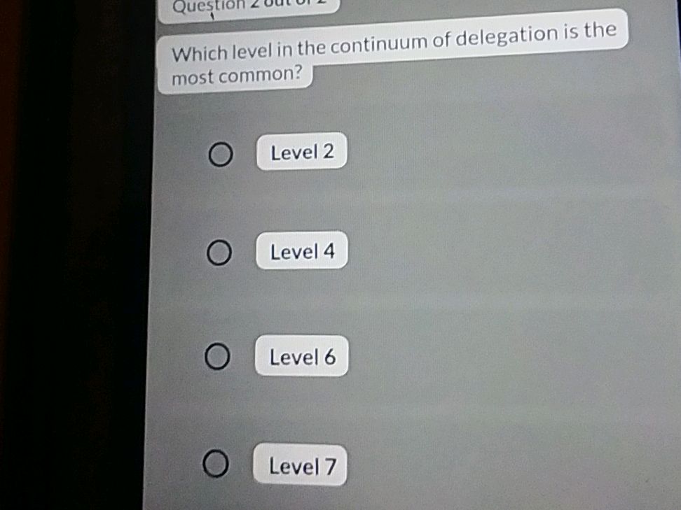 Which level in the continuum of delegation | StudyX