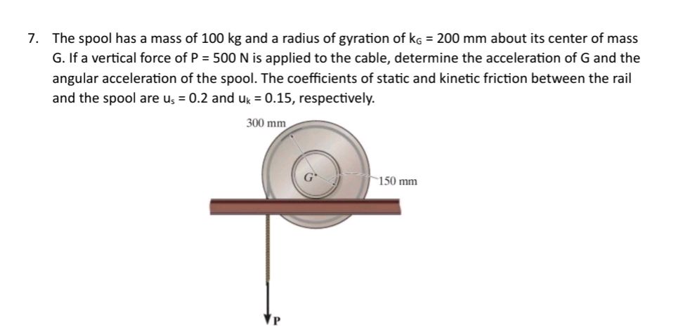The spool has a mass of 100 kg and a radius
