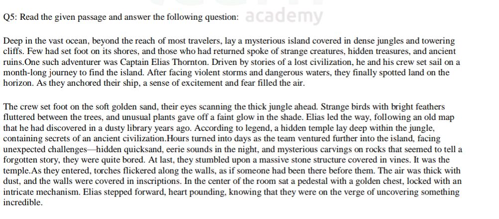 Q5: Read the given passage and answer the | StudyX