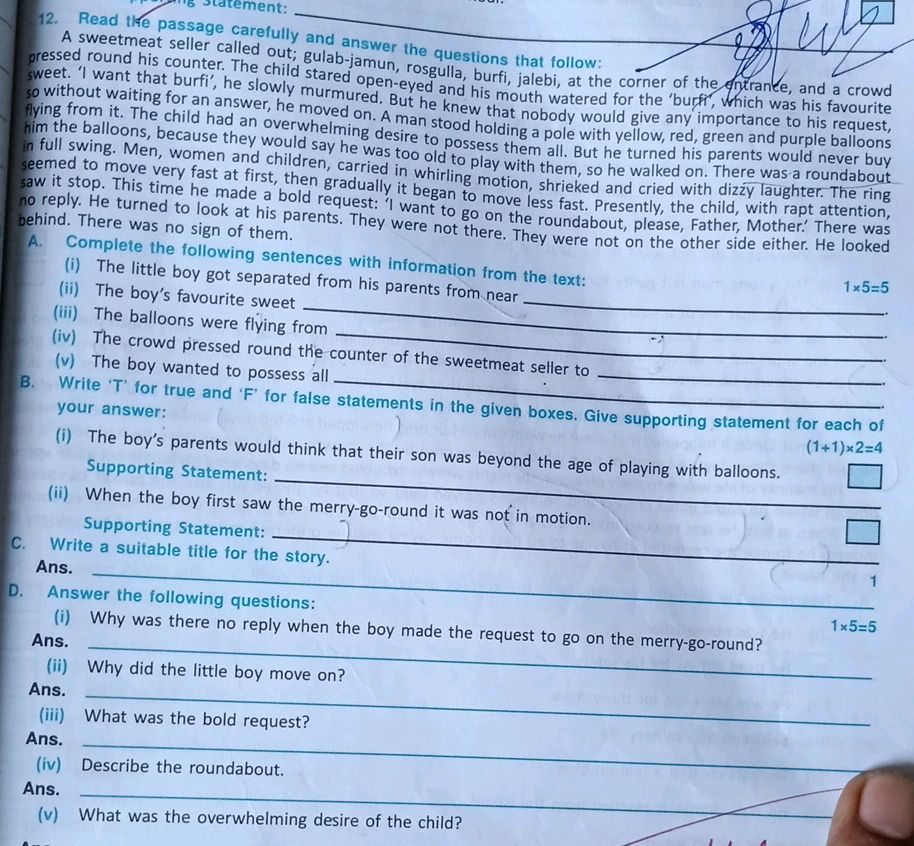 12. Read the passage carefully and answer | StudyX