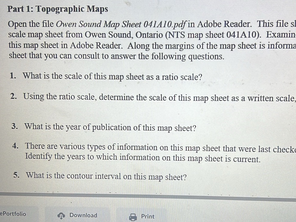 1. What is the scale of this map sheet as a | StudyX