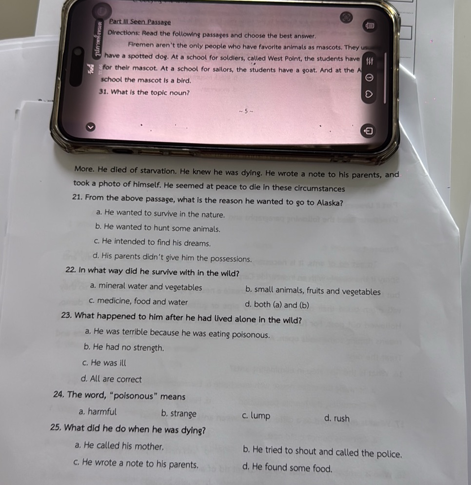 Part III Seen Passage Directions: Read the | StudyX