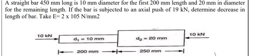 A straight bar 450 mm long is 10 mm diameter