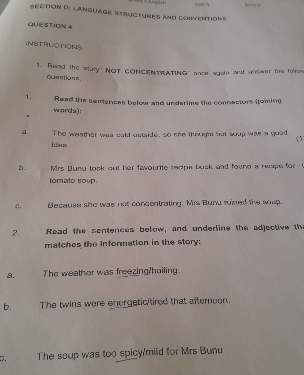1. Read the sentences below and underline | StudyX