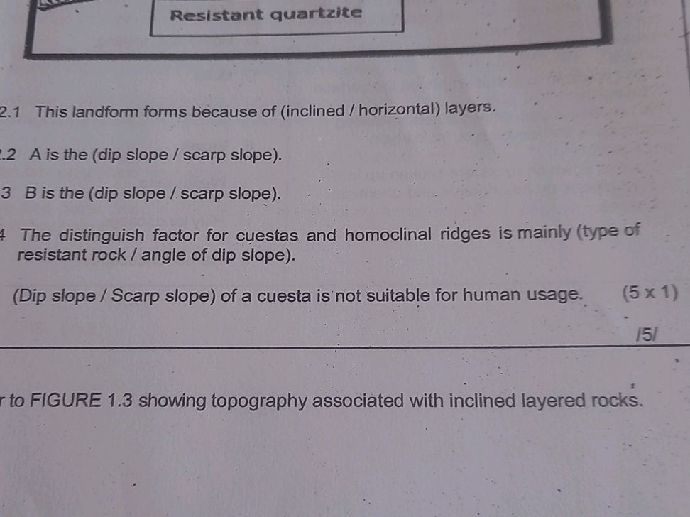 2.1 This landform forms because of (inclined | StudyX