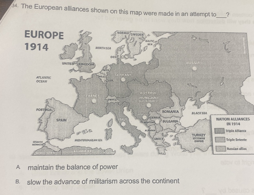 34. The European alliances shown on this map | StudyX