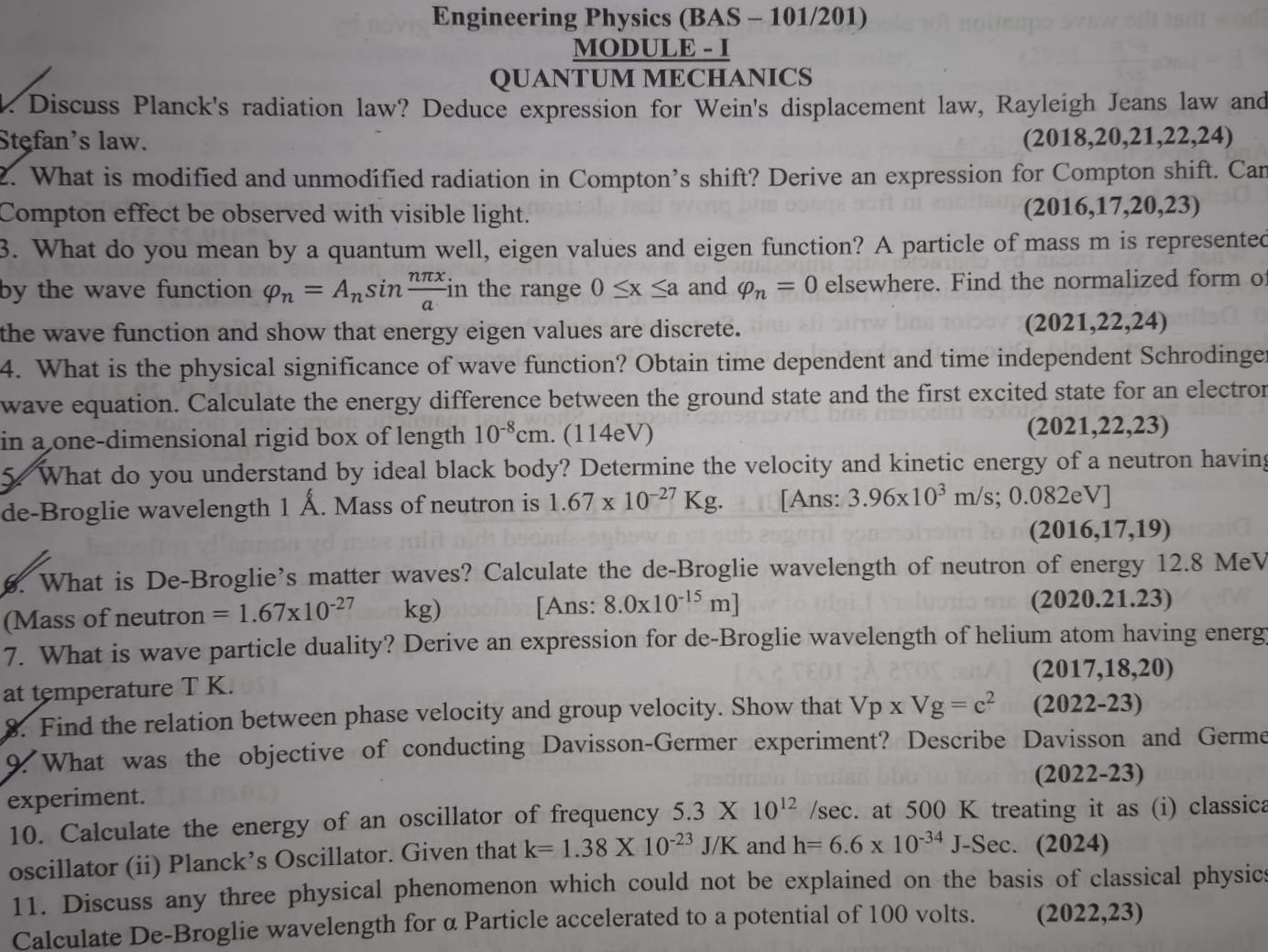 1. Discuss Planck's radiation law? Deduce | StudyX