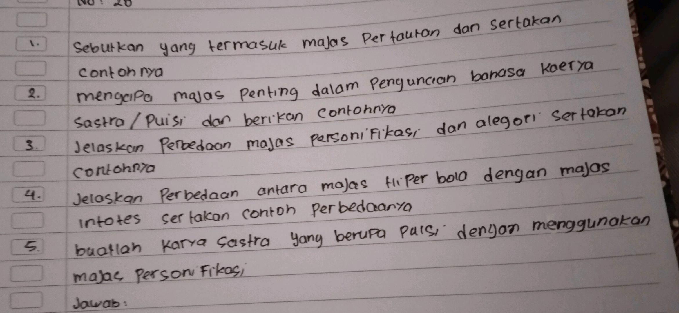 1. Sebutkan yang termasuk majas Pertautan | StudyX