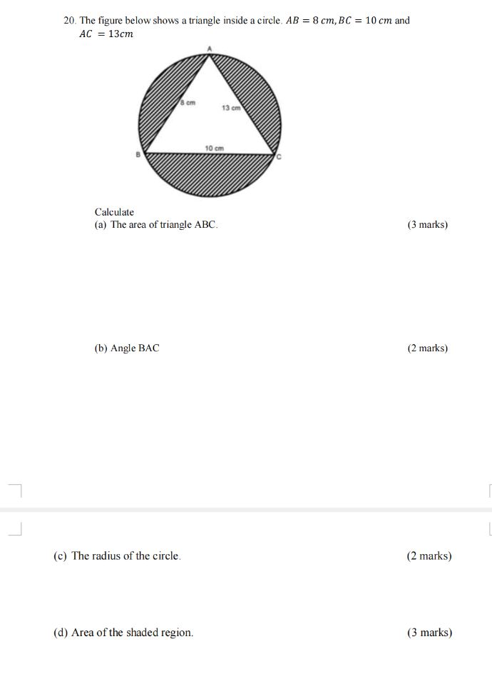 20. The figure below shows a triangle inside | StudyX
