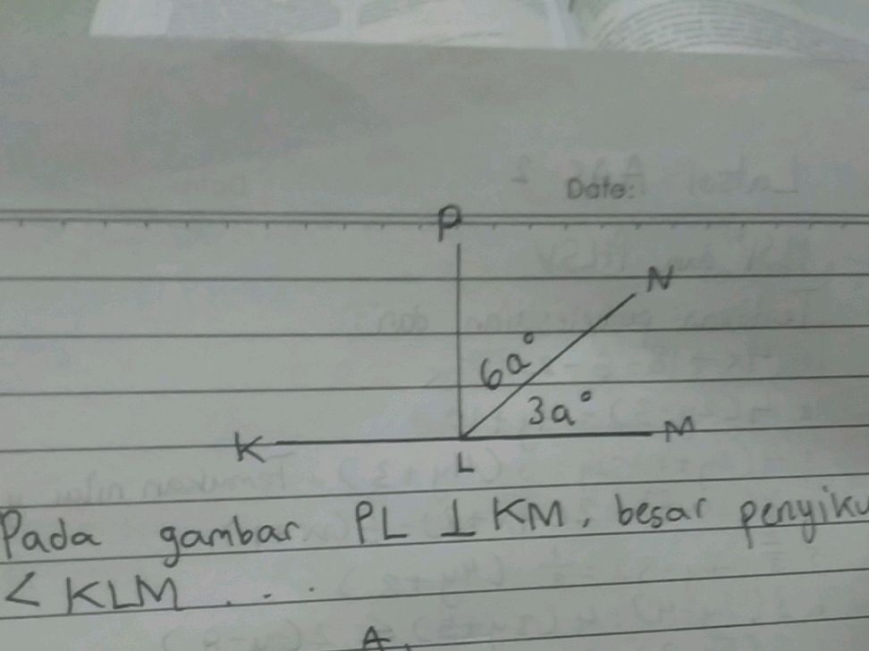 Menghitung besar penyiku sudut KLM | StudyX