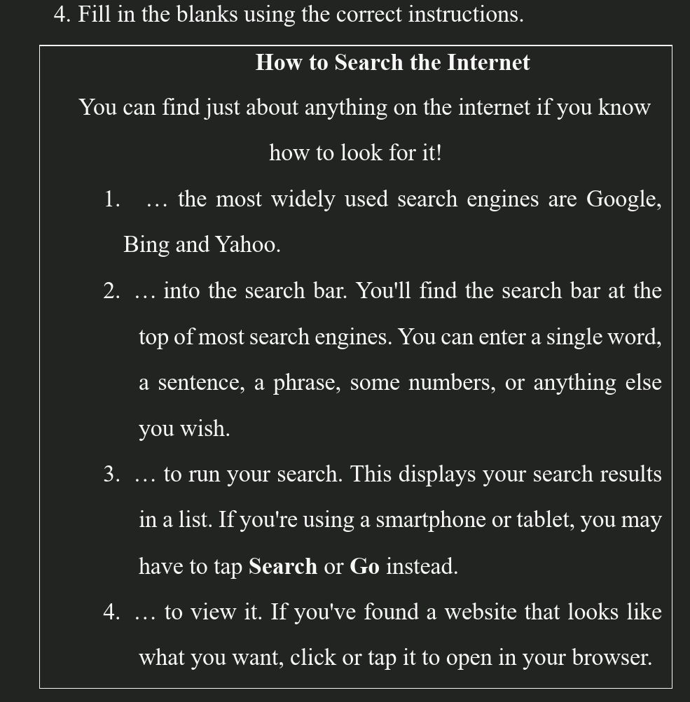 4. Fill in the blanks using the correct | StudyX