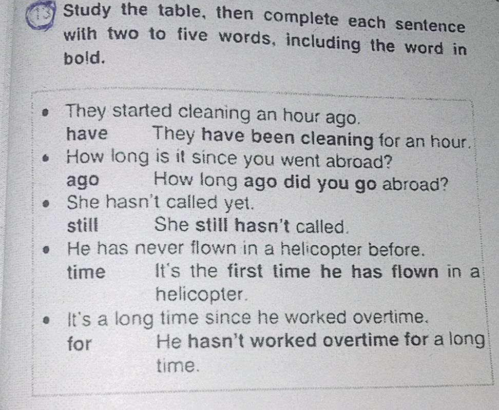 Study the table, then complete each sentence | StudyX