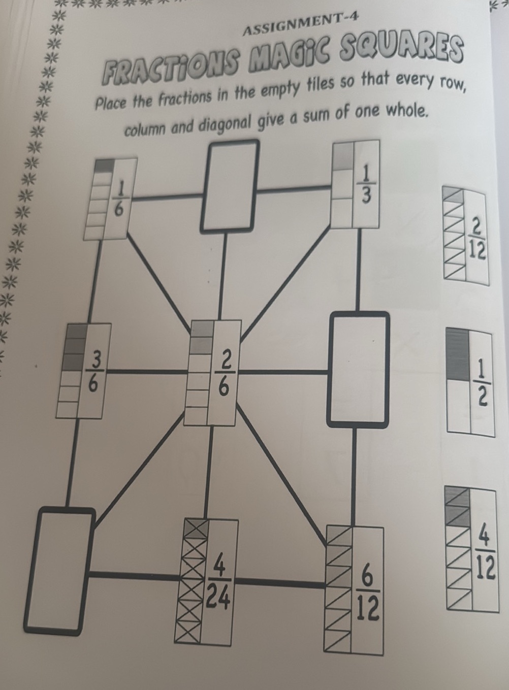 FRACTIONS MAGIC SQUARES Place the fractions | StudyX