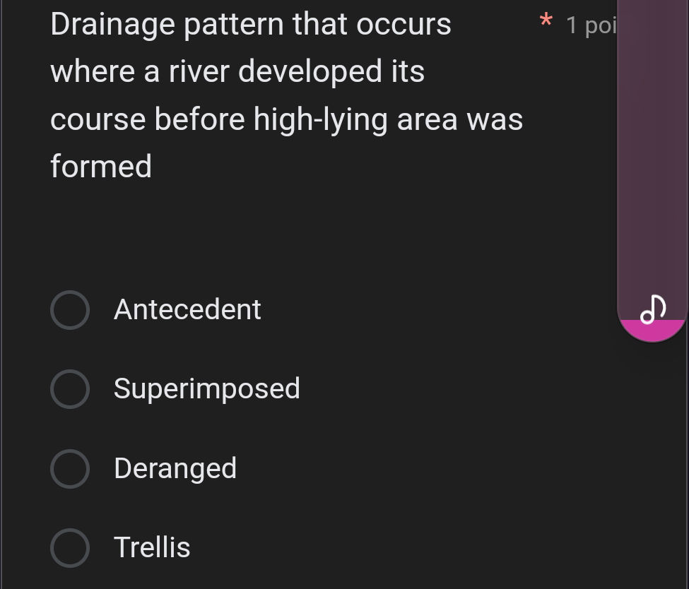 Drainage pattern that occurs where a river | StudyX