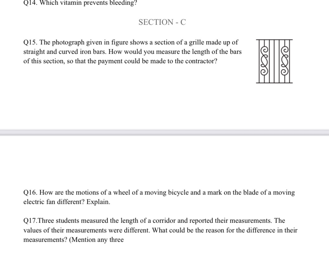Q14. Which vitamin prevents bleeding? Q15. | StudyX
