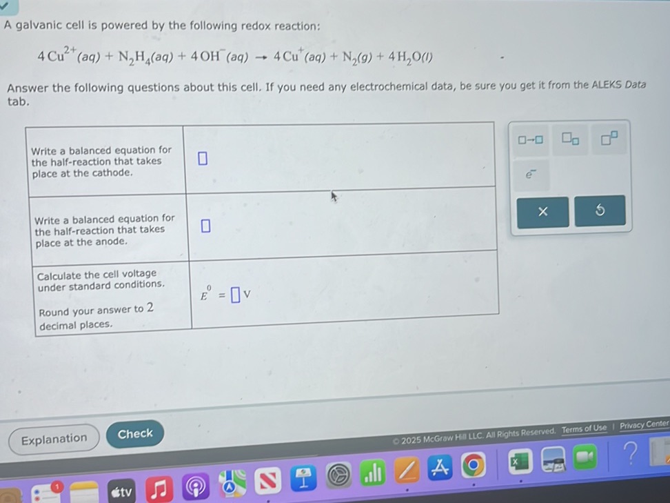 A galvanic cell is powered by the following | StudyX