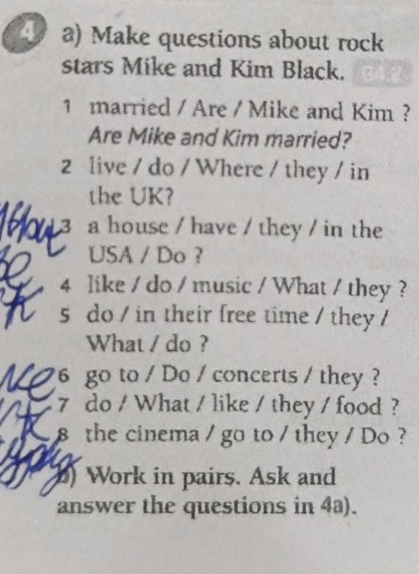 a) Make questions about rock stars Mike and | StudyX