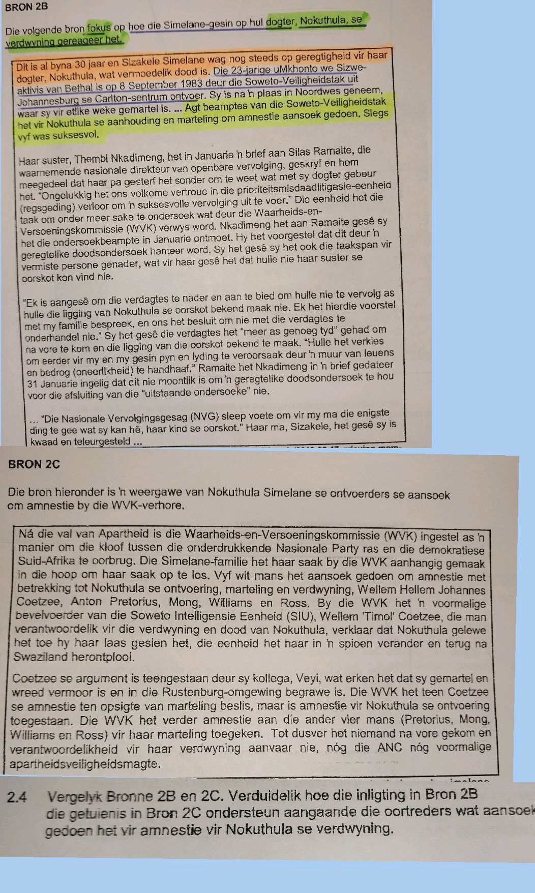 2. 4 Vergelyk Bronne 2B en 2C. Verduidelik | StudyX