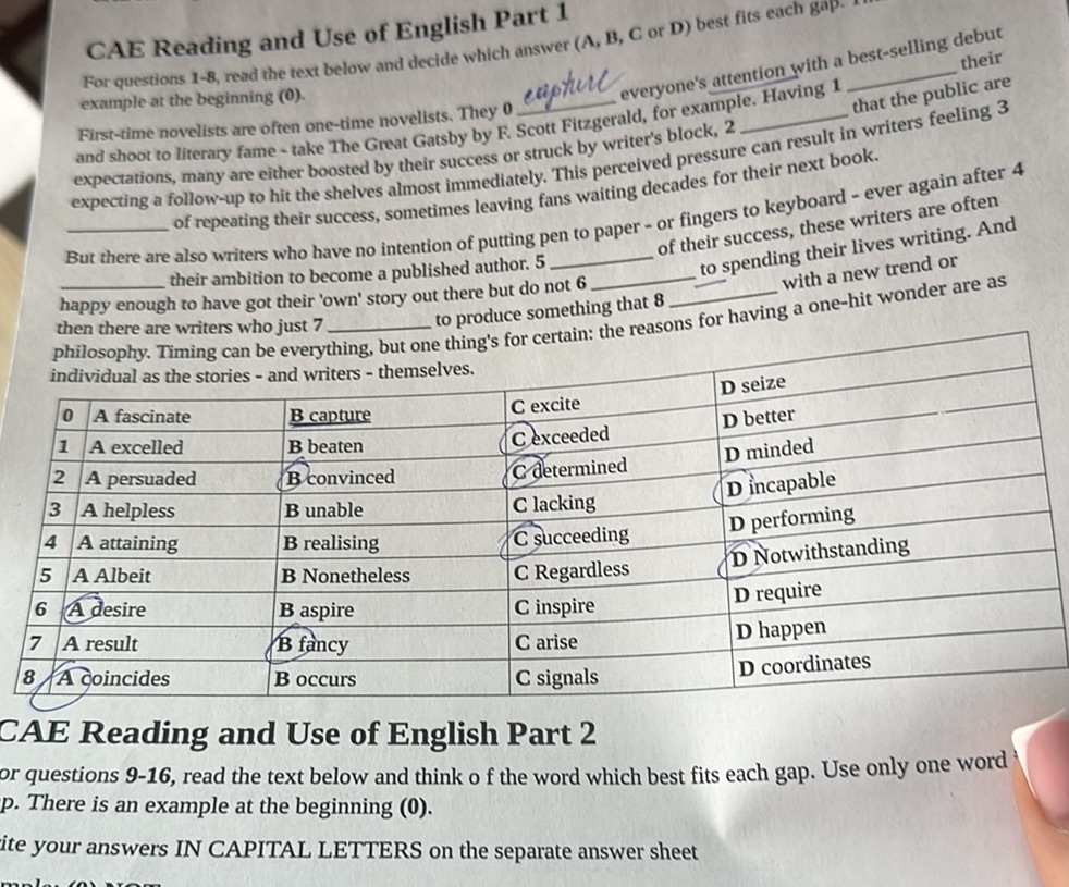 CAE Reading and Use of English Part 1 For | StudyX