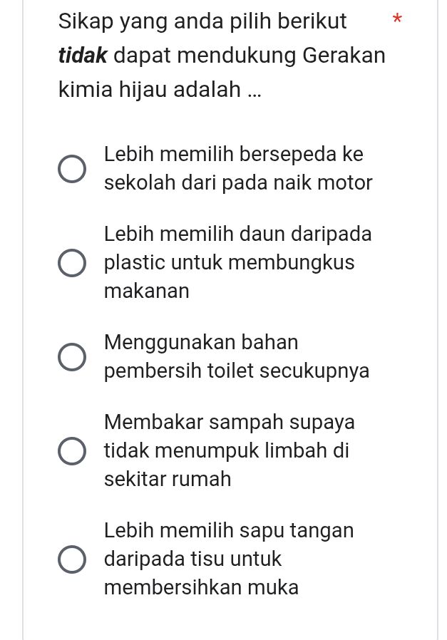 Sikap yang anda pilih berikut tidak dapat | StudyX